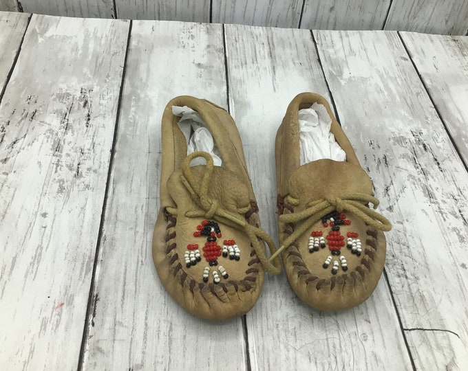 Vintage Child Moccasins, Leather Moccasins, Southwest Decor, Native ...