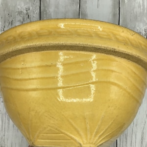 Yellow Ware Pottery Bowl, Yellow Sun Burst Stoneware Mixing Bowl ...