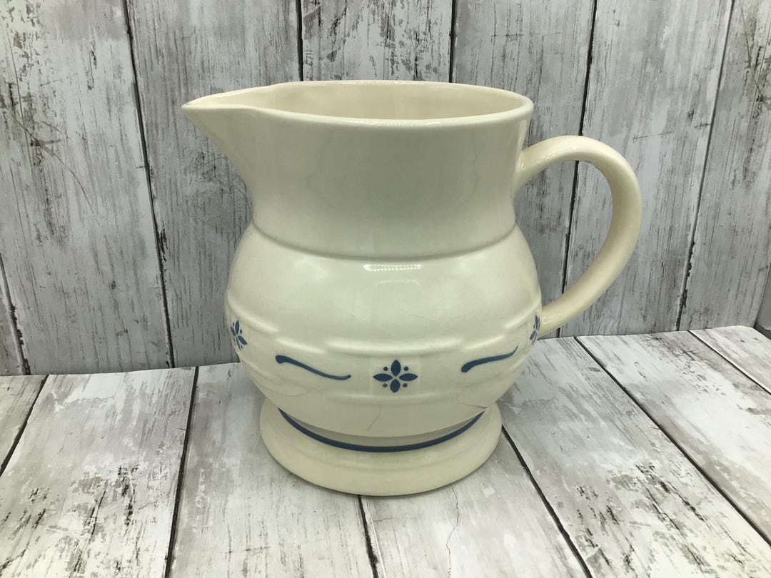Longaberger Pottery Pitcher 2 Quart Pitcher, Woven Traditions Blue ...