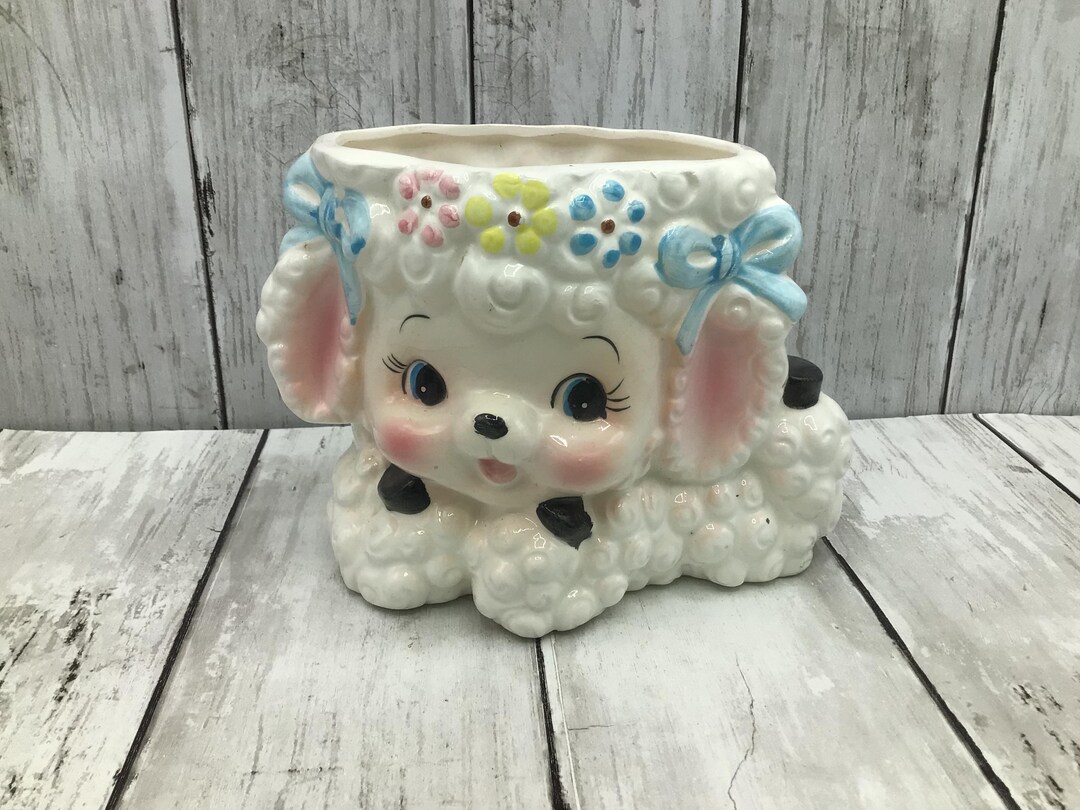 Vintage Lamb Planter, Baby Lamb Planter, Japan 3433 Lamb Planter ...