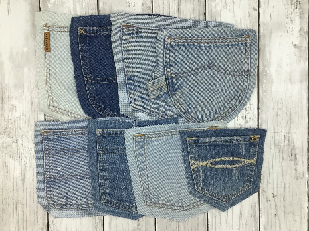 Reclaimed Denim Pockets, Recycled Blue Jean Pockets, 8 Denim Jean ...