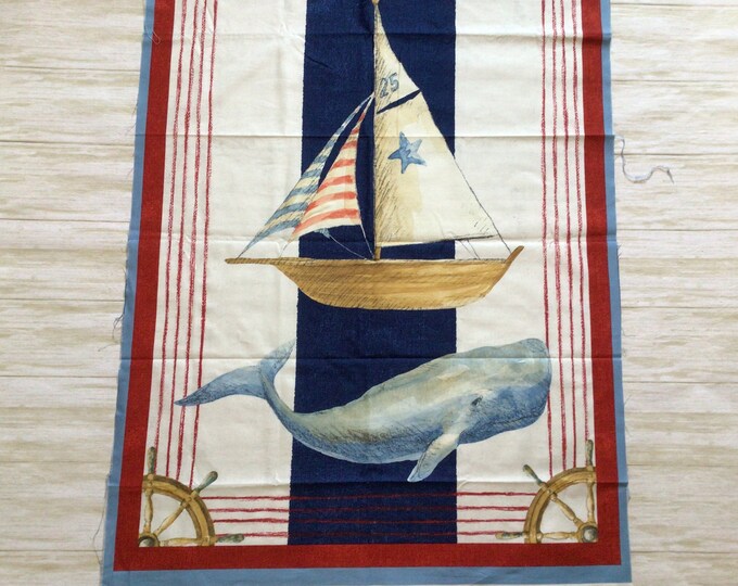 Sailboat Fabric, Boat Fabric Panel, Nautical Fabric, at the Helm Boat ...