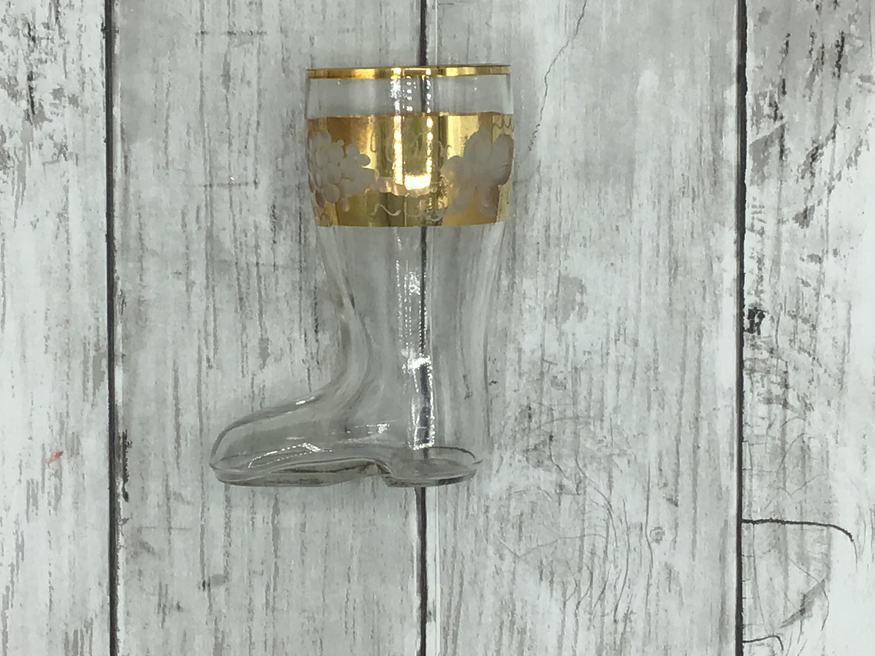 Vintage Glass Boot With Gold Trim Western Germany Glass Boot - Etsy