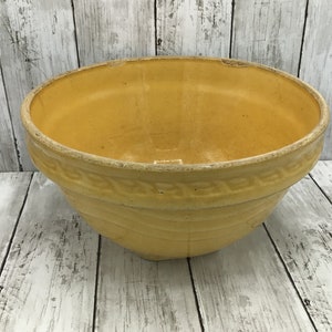 Yellow Ware Pottery Bowl, Yellow Sun Burst Stoneware Mixing Bowl ...