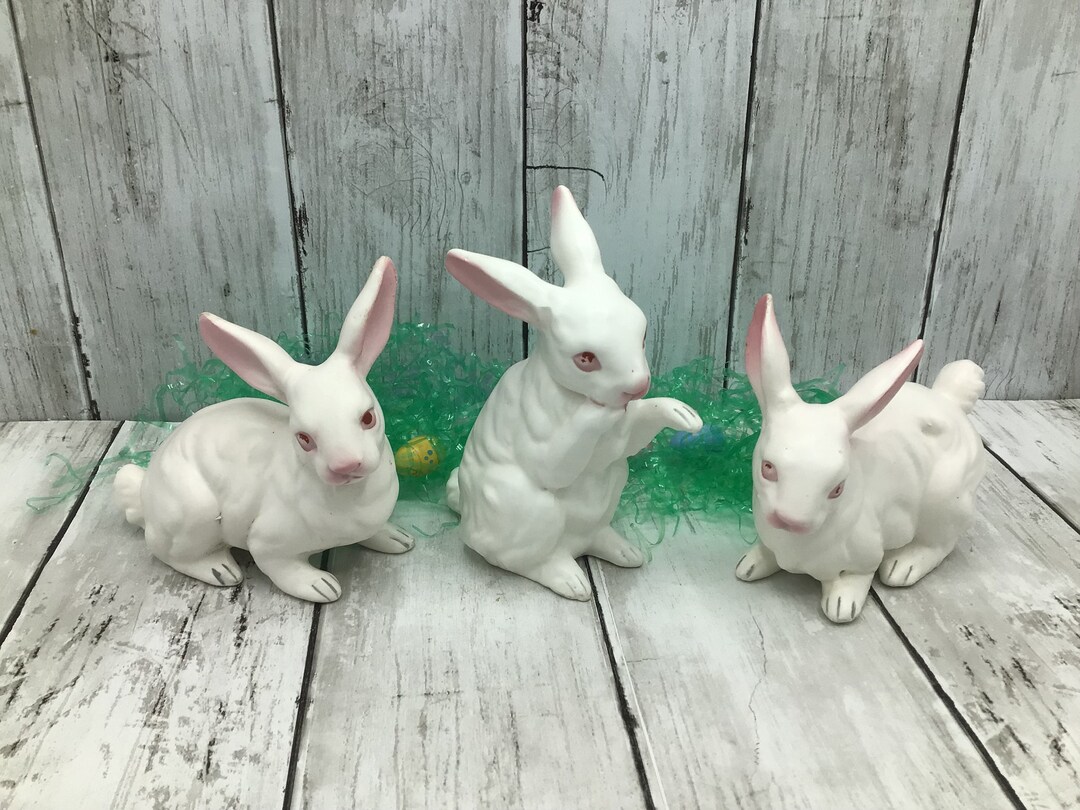 Vintage Ceramic Bunnies Set of 3, National Potteries Co Ceramic Rabbits ...
