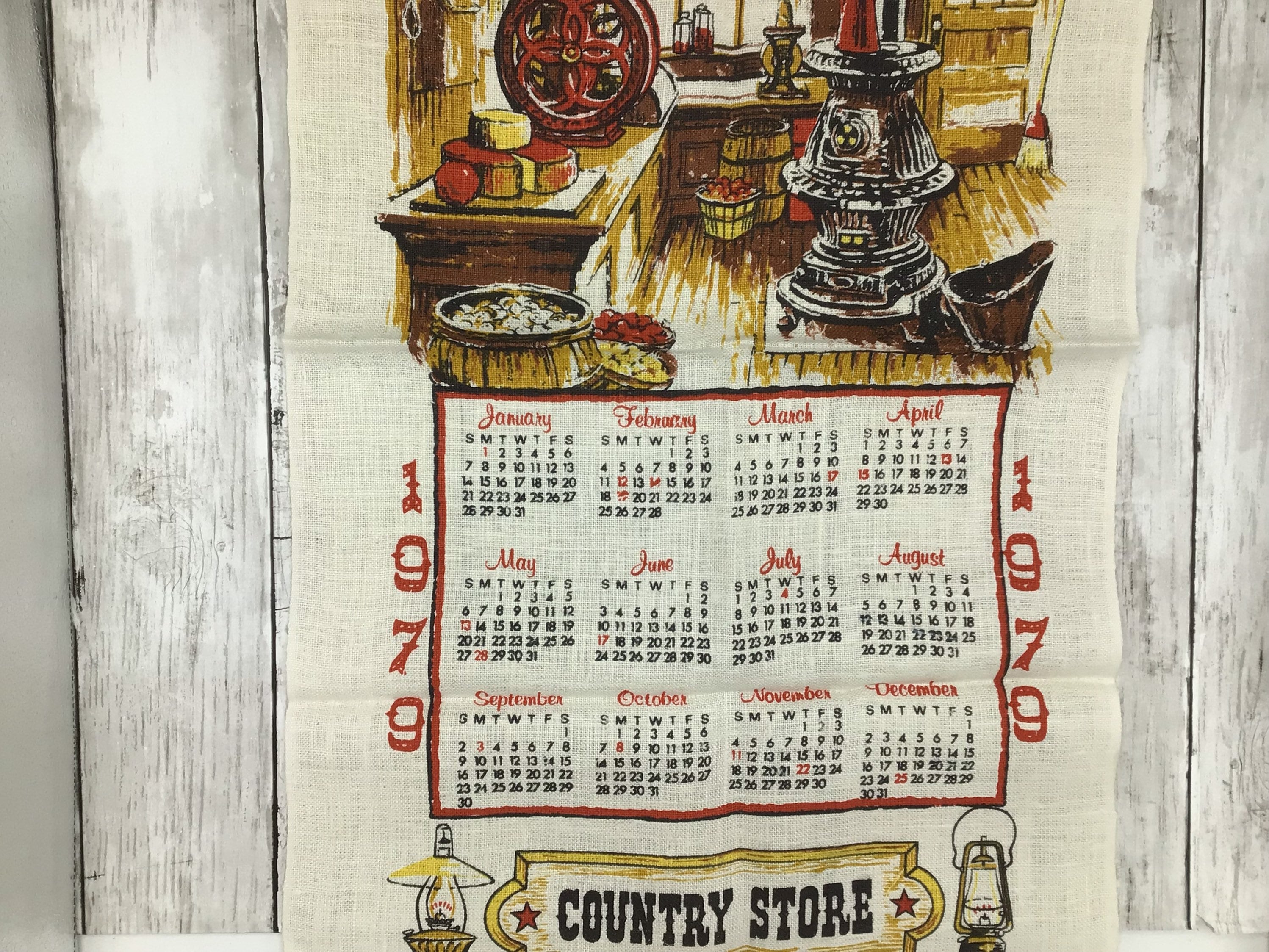 Vintage Kitchen Calendar Towels, 1960s Calendar Towels, 70s ...