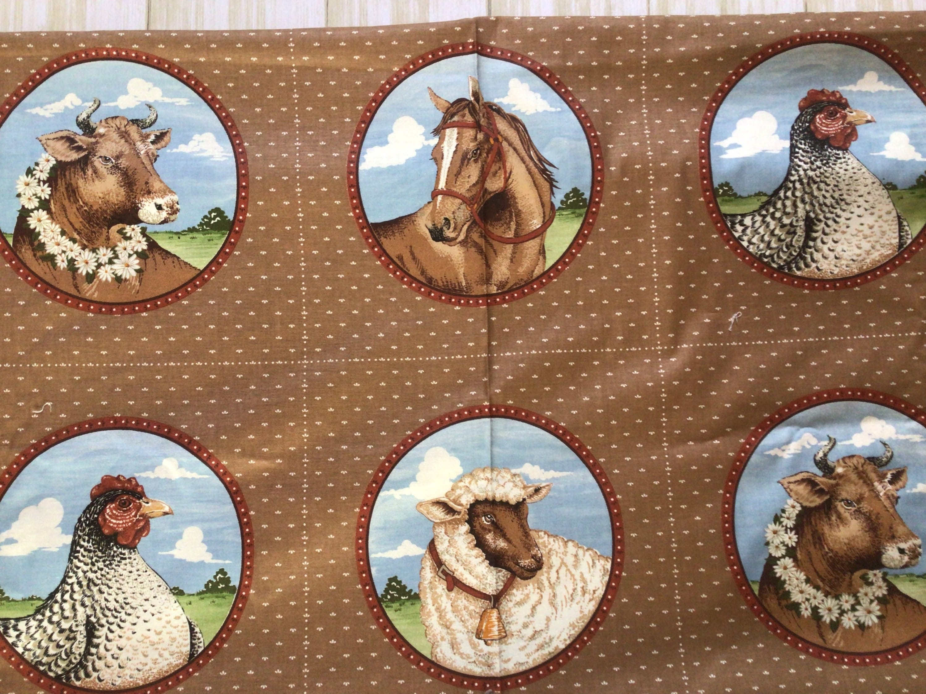 Animal Fabric Panel, VIP Cranston Print Works Fabric, Farmlife ...