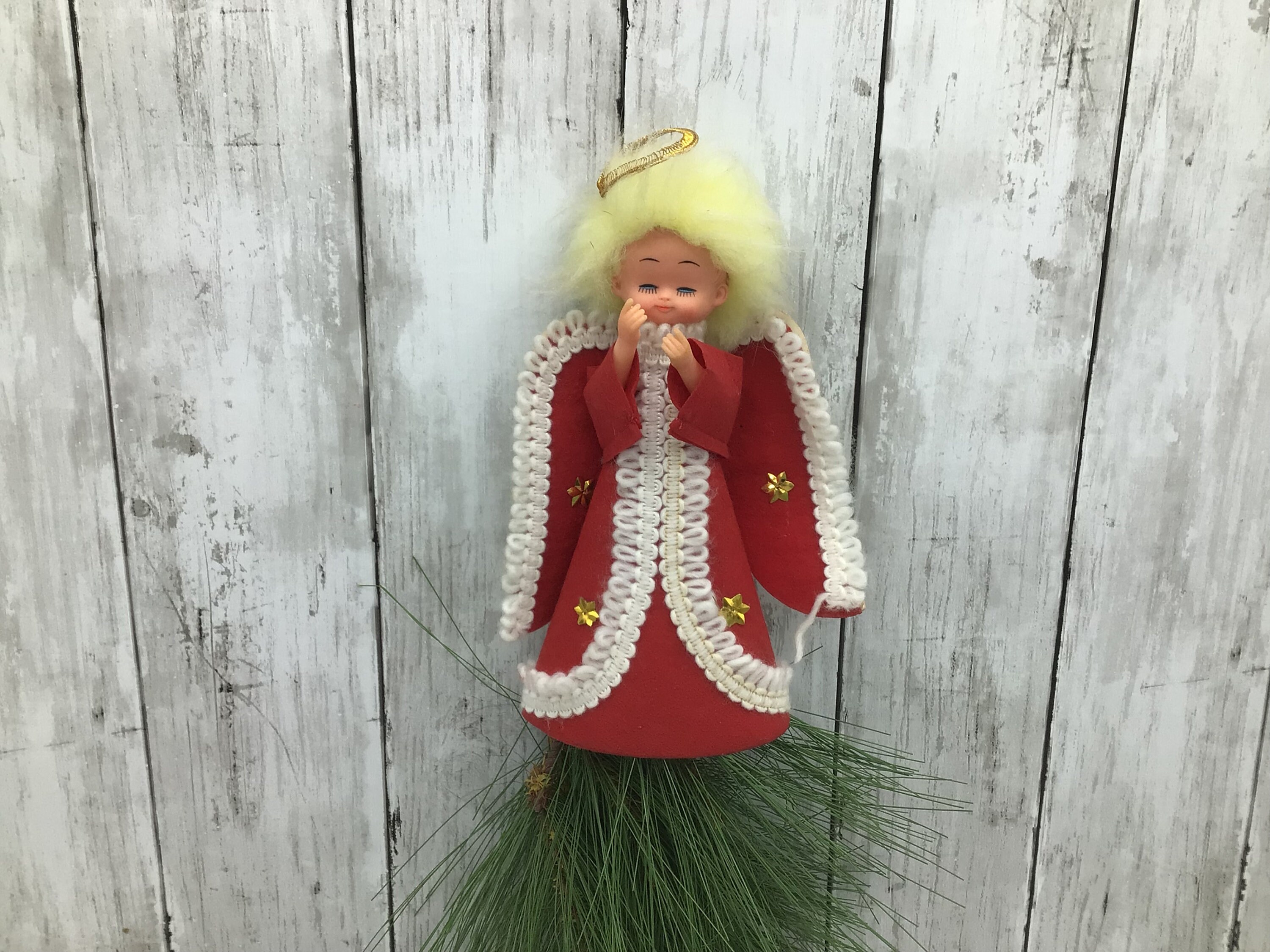 Vintage Angel Tree Topper Red Felt Angel Tree Topper Kitschy - Etsy
