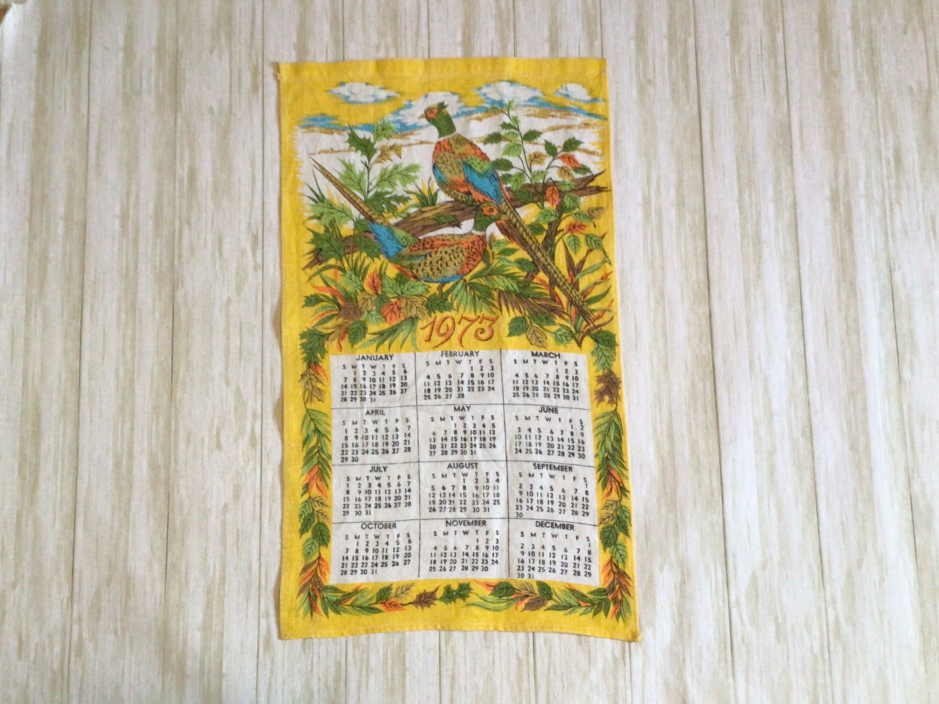 Vintage Kitchen Calendar Towels, 1960s Calendar Towels, 70s Towels, 80s ...