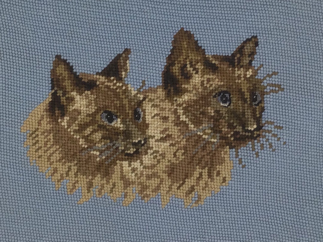 Vintage Cats Needlepoint, Unframed Needlepoint, Cat Lover Picture ...