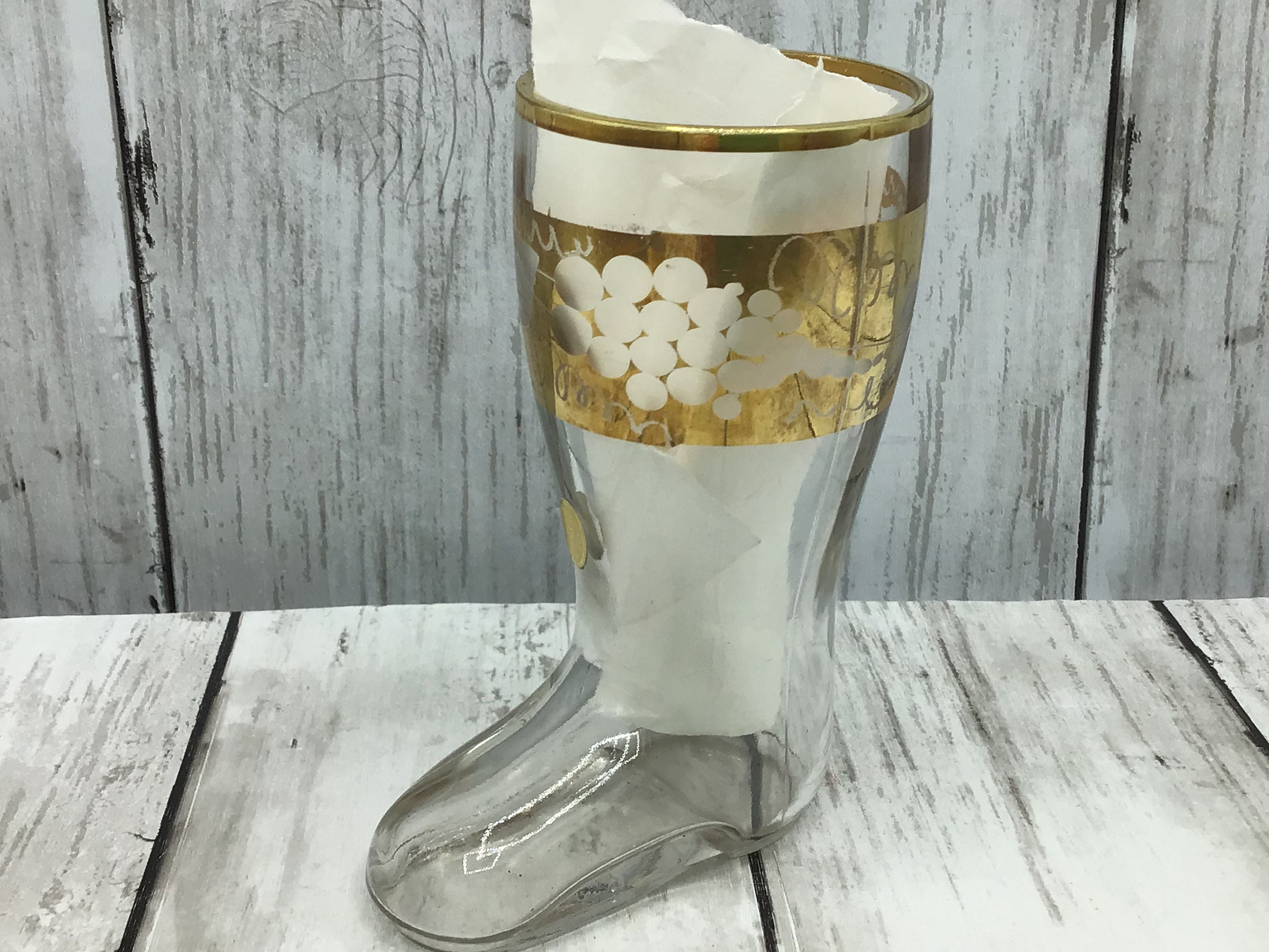 Vintage Glass Boot With Gold Trim Western Germany Glass Boot - Etsy