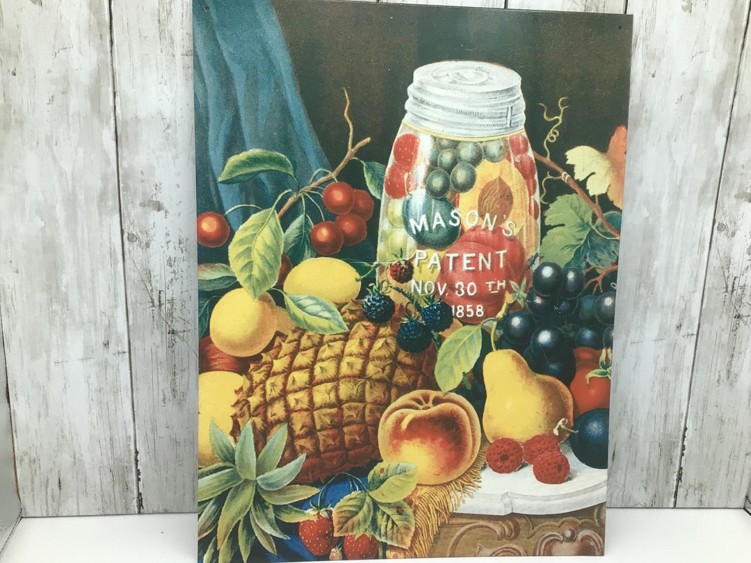 Vintage Mason Jar Tin Sign, Metal Advertising Sign, Vintage ...