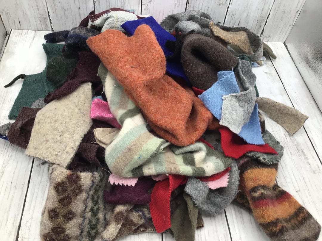 Wool Fabric Scraps, Wool Scraps 1 Lb Bag, Felted Wool, Applique Wool ...
