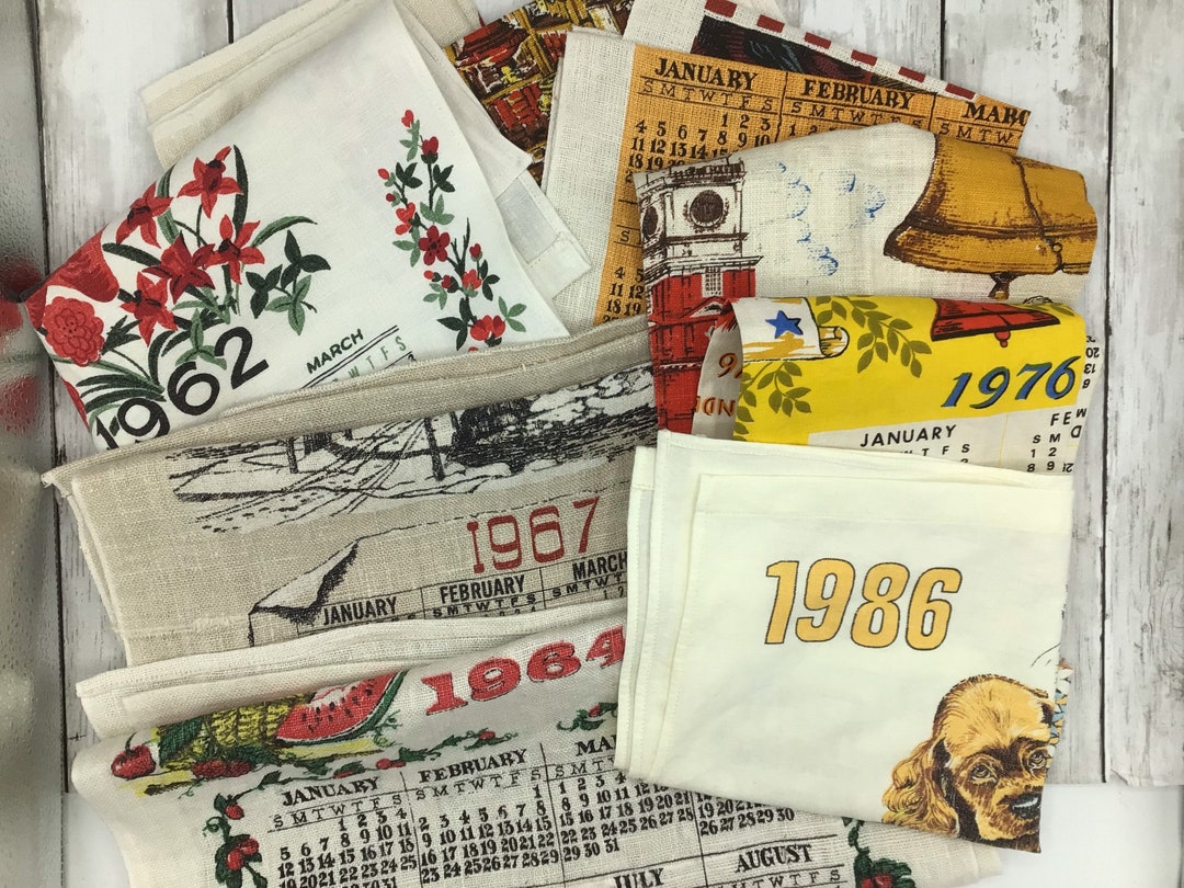 Vintage Kitchen Calendar Towels 1960s Calendar Towels 70s - Etsy