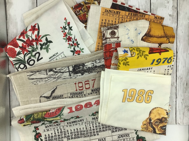Vintage Kitchen Calendar Towels 1960s Calendar Towels 70s - Etsy