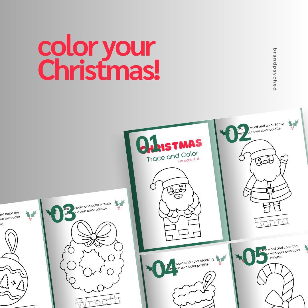 Christmas Tracing Coloring Sheets - Etsy