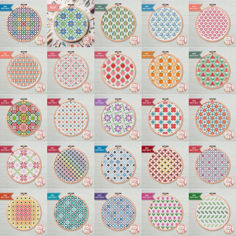 25 in 1 Cross Stitch Patterns. Hoop Art Xstitch Bundle. - Etsy