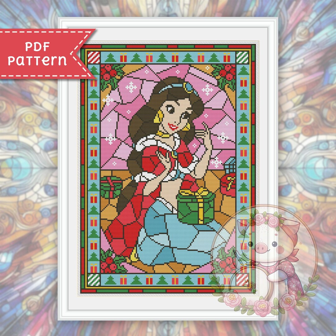 Christmas Jasmine Cross Stitch Pattern. Stained Glass Xstitch Chart PDF ...