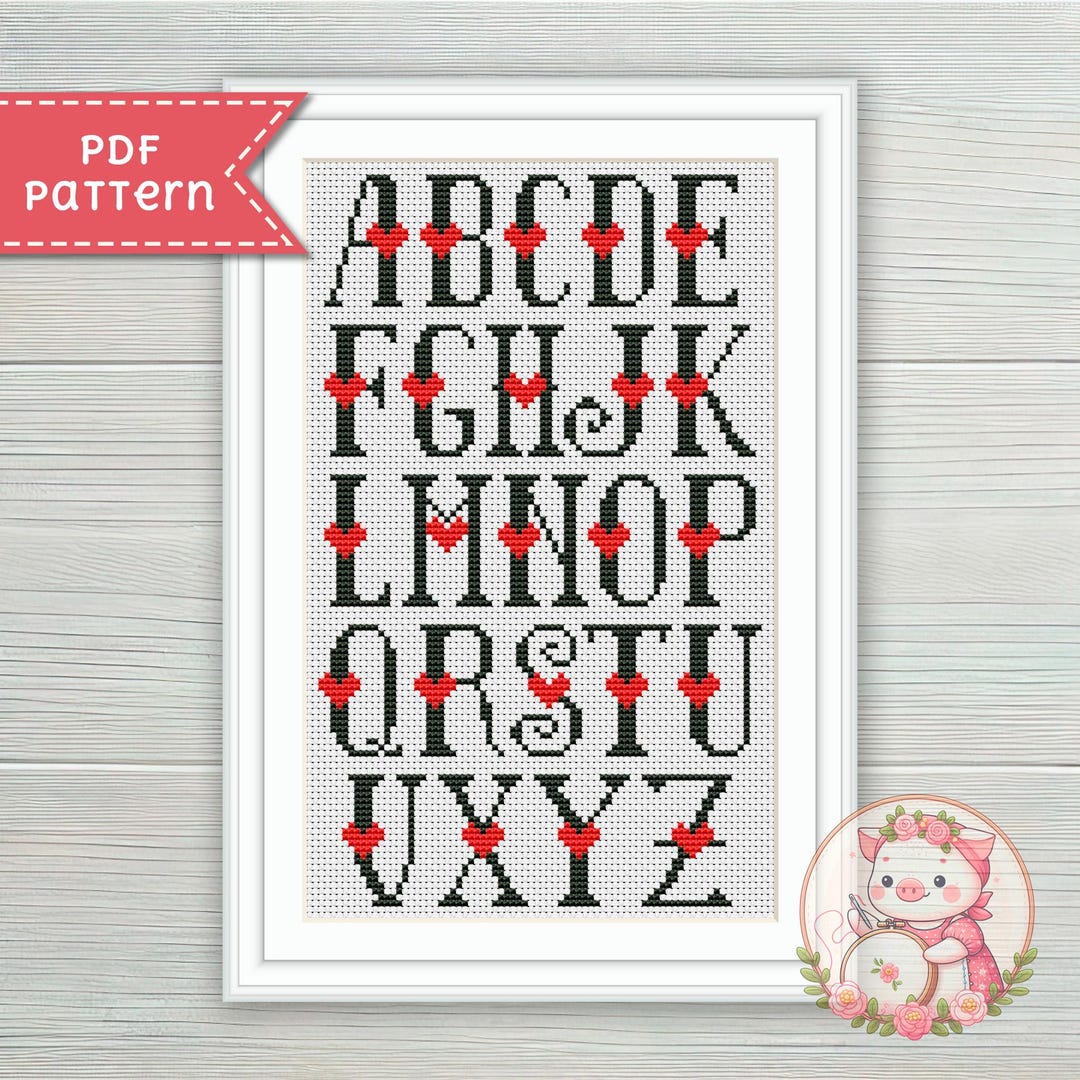 Alphabet Cross Stitch Pattern. Letters Xstitch Chart PDF. for Pattern ...