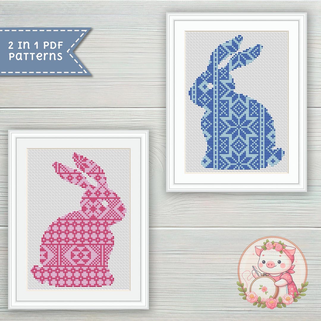 Easter Rabbit Cross Stitch Pattern - Spring Bunny Xstitch Chart - Hoop ...