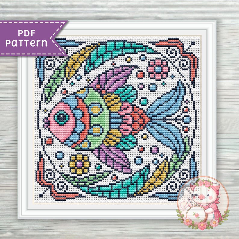 Fish Cross Stitch Pattern - Folk Xstitch Chart PDF - for Pattern Keeper ...