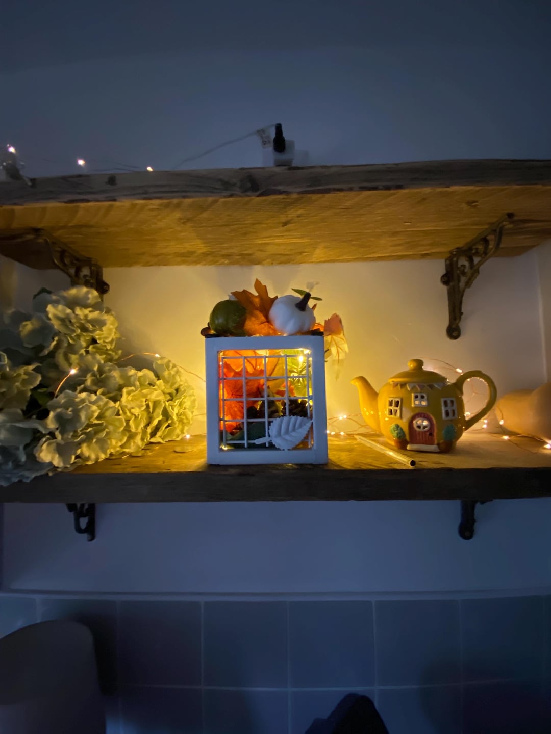 Handcrafted Metal Autumn Light Box | Steel Mesh Frame With LED Fairy ...