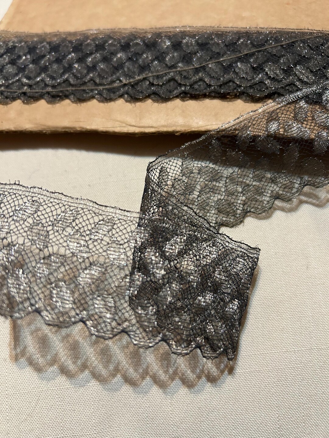 1920’s Art Deco Metallic Trim Silver Leaf Design Antique - Etsy