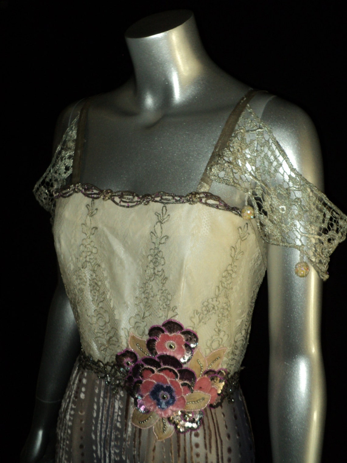 Final Sale 1920's Handmade Red Carpet Gown All Period Laces and ...
