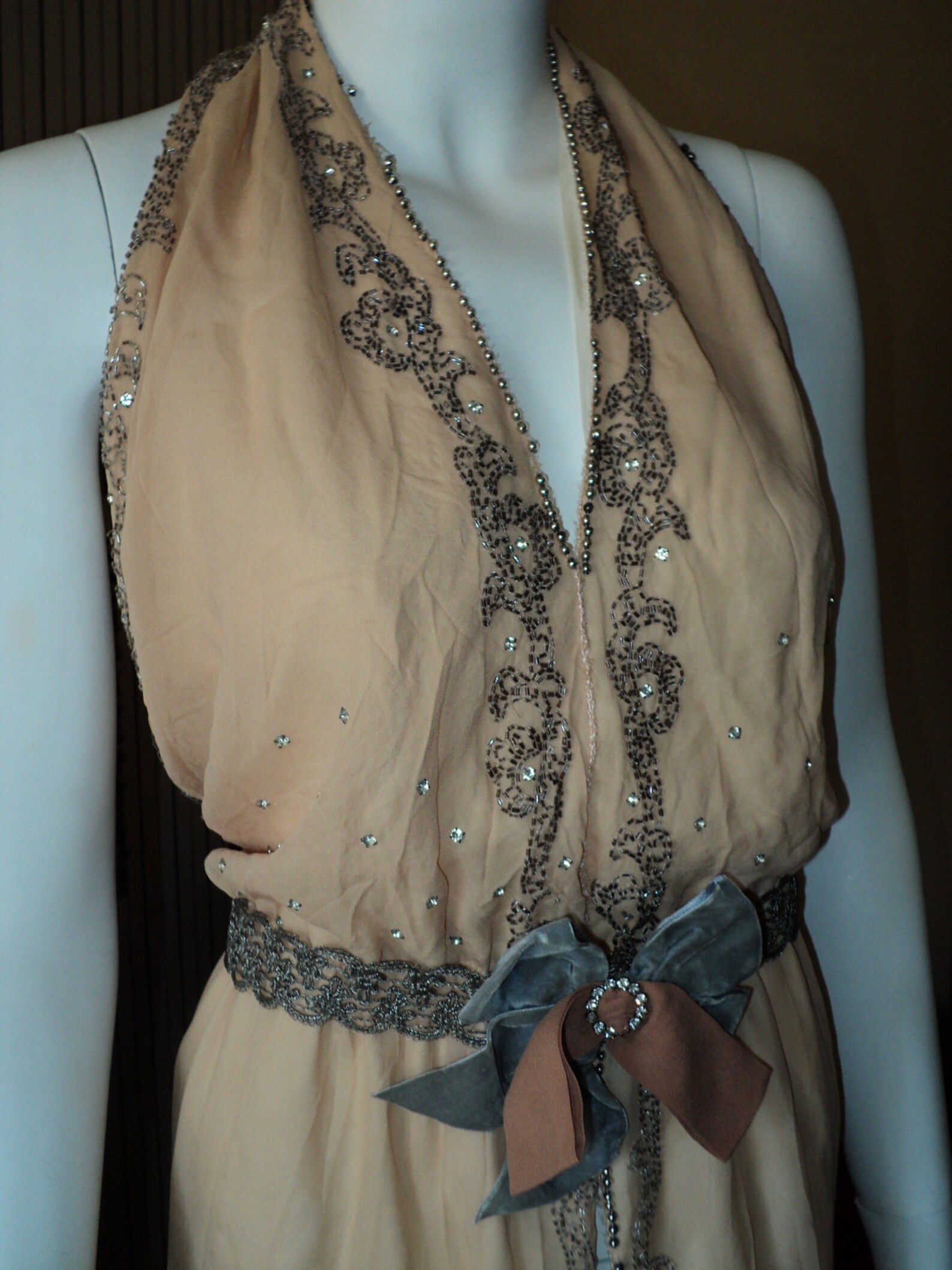 Antique Upcycled 1920s Handmade Backless Flapper Dress Tunic Distressed ...