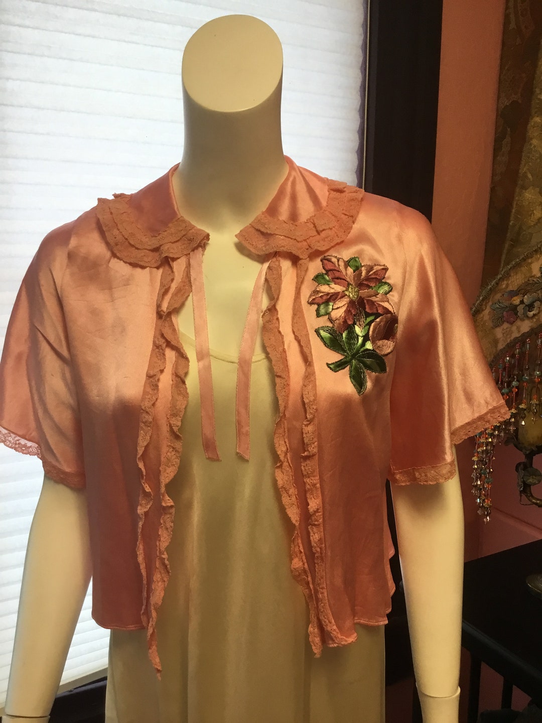 Antique Boudoir Jacket, One of a Kind, Bellasoiree Original, Hand Dyed ...