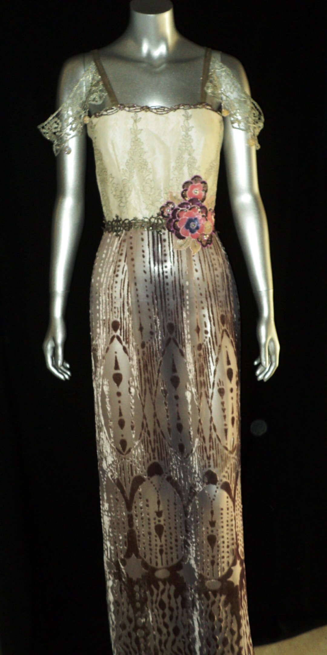 Final Sale 1920's Handmade Red Carpet Gown All Period Laces and ...