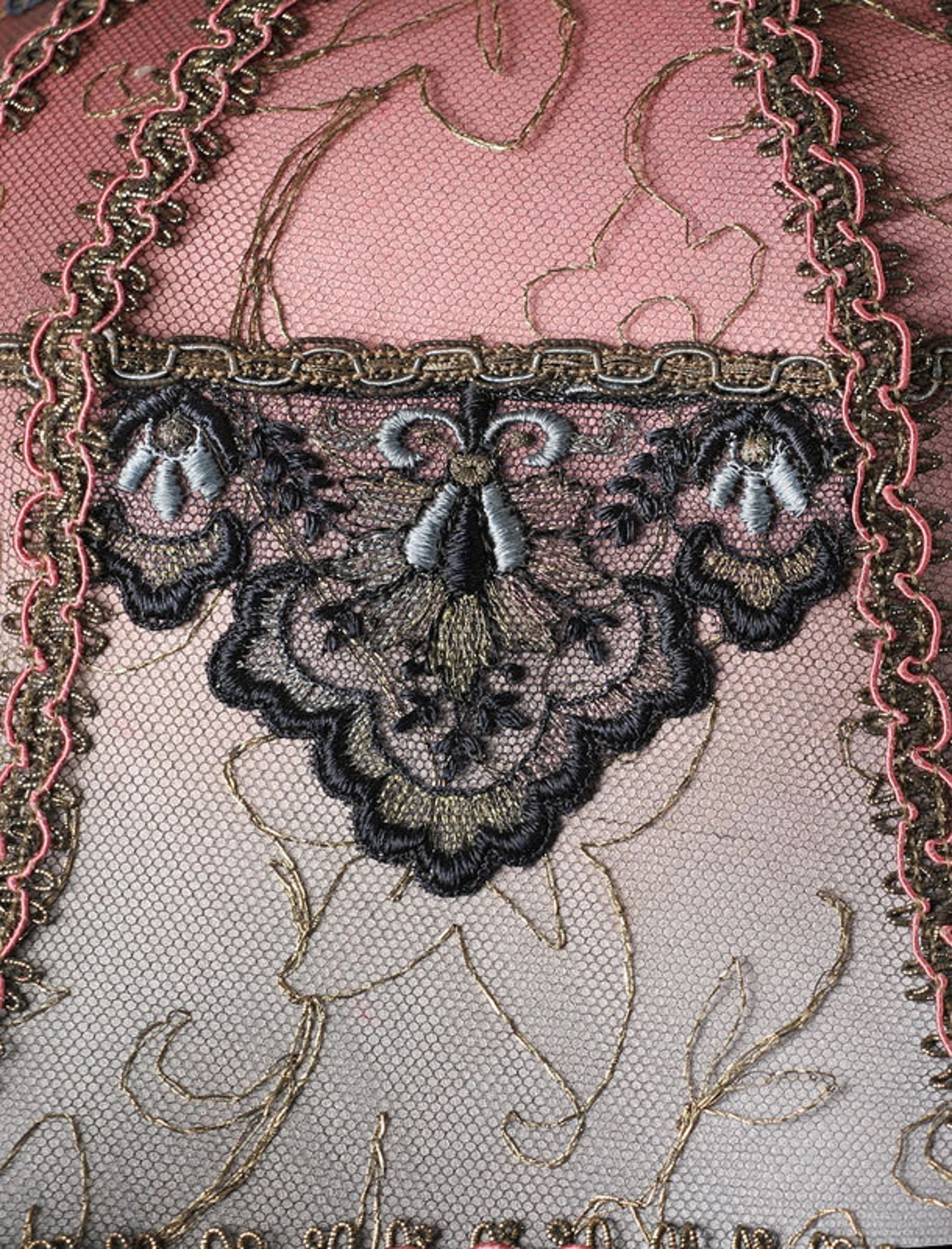 Antique One of Kind Handmade Silk Lampshade Metallic Trim Hand Beaded ...
