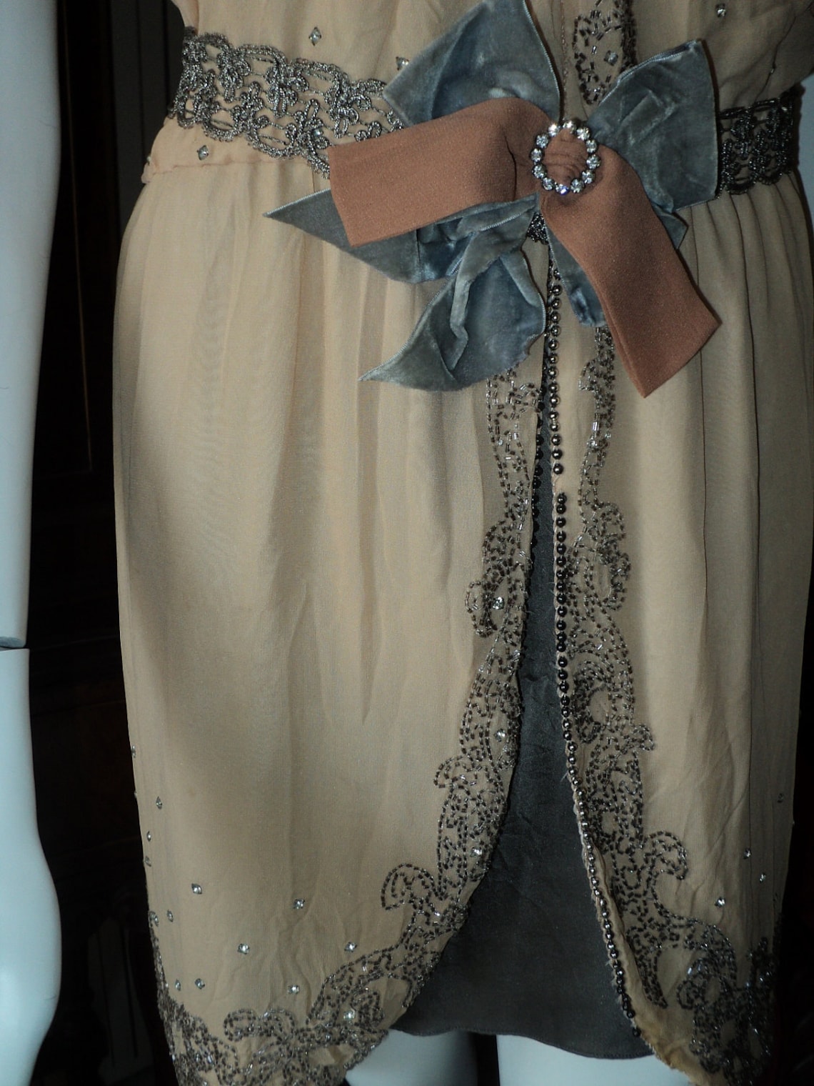 Antique Upcycled 1920s Handmade Backless Flapper Dress Tunic Distressed ...