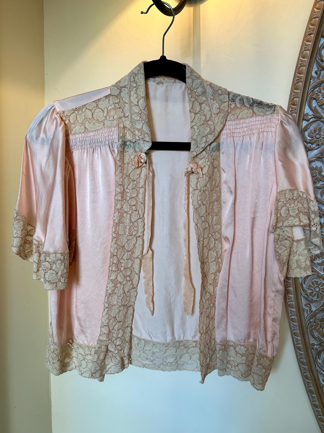 1920’s Boudoir Jacket Antique Lace Ribbonwork Lingerie - Etsy