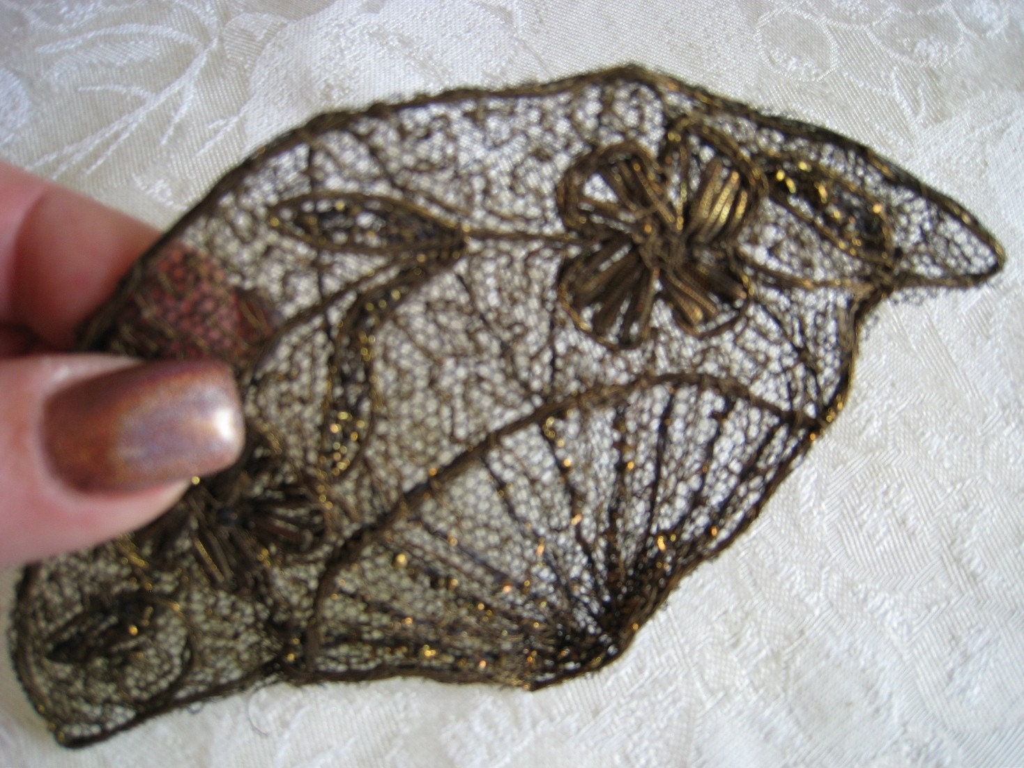 Antique French Metallic Bullion Fan Shaped Applique Bronze - Etsy