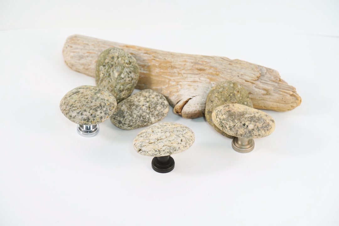 Set of 6 - Stone Cabinet Knobs Beach Cabinet Knobs - Choose Your Hardware - Etsy
