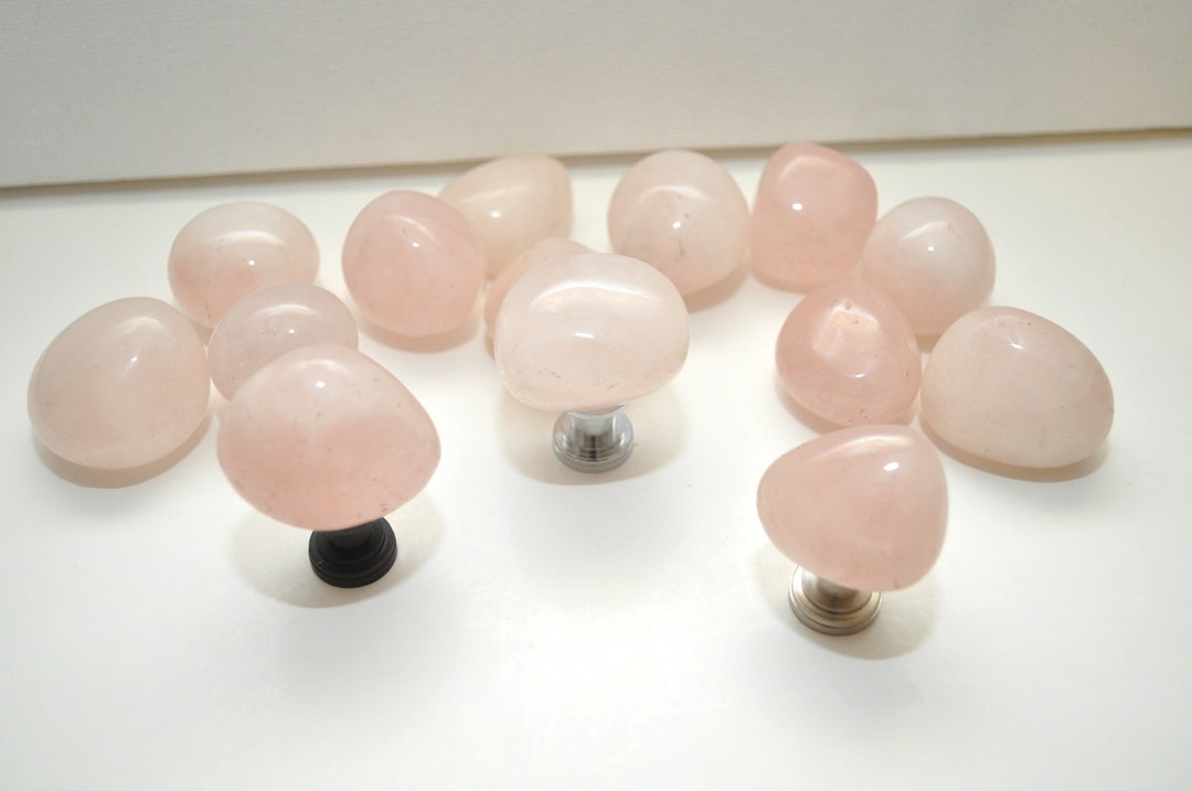 Rose Quartz Cabinet Knobs - Choose Your Stem Color - Etsy
