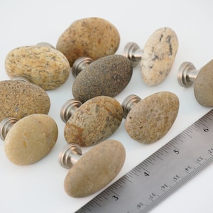 Cabinet Knobs - Natural River Rock and Beach Pebble Hardware - Tan and Brown Quick Order - Etsy