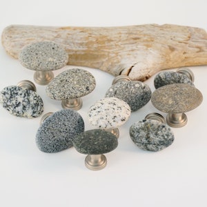 Cabinet Knobs - Natural River Rock and Beach Pebble Hardware - Gray Stone Quick Order Pulls - Etsy