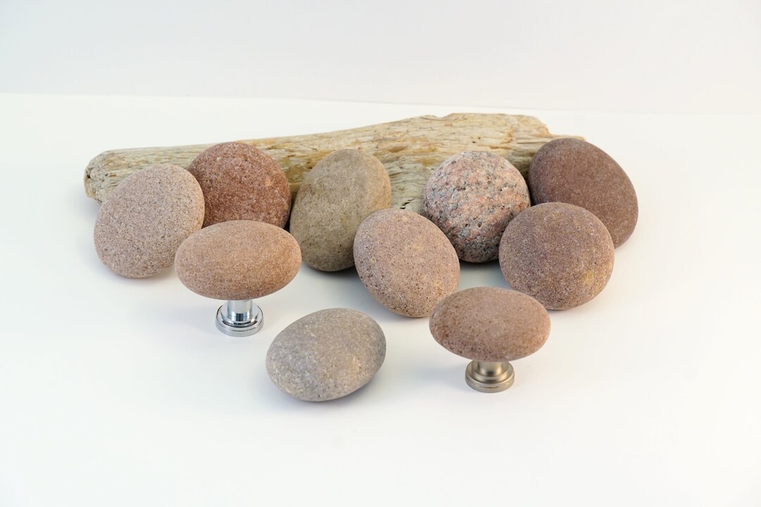 Set of 10 - Stone Cabinet Knobs Beach Cabinet Knobs - Choose Your ...