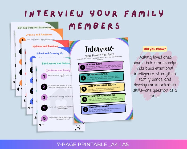 Fun Family Interview Activity for Kids Family Bonding Activity Family ...