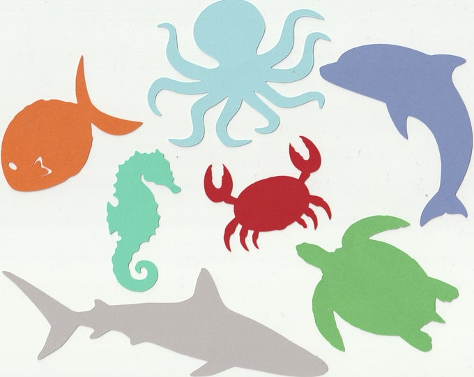 Ocean Sea Life Animals Dolphin, Turtle, Shark, Fish, Crab, Beach 28pcs ...