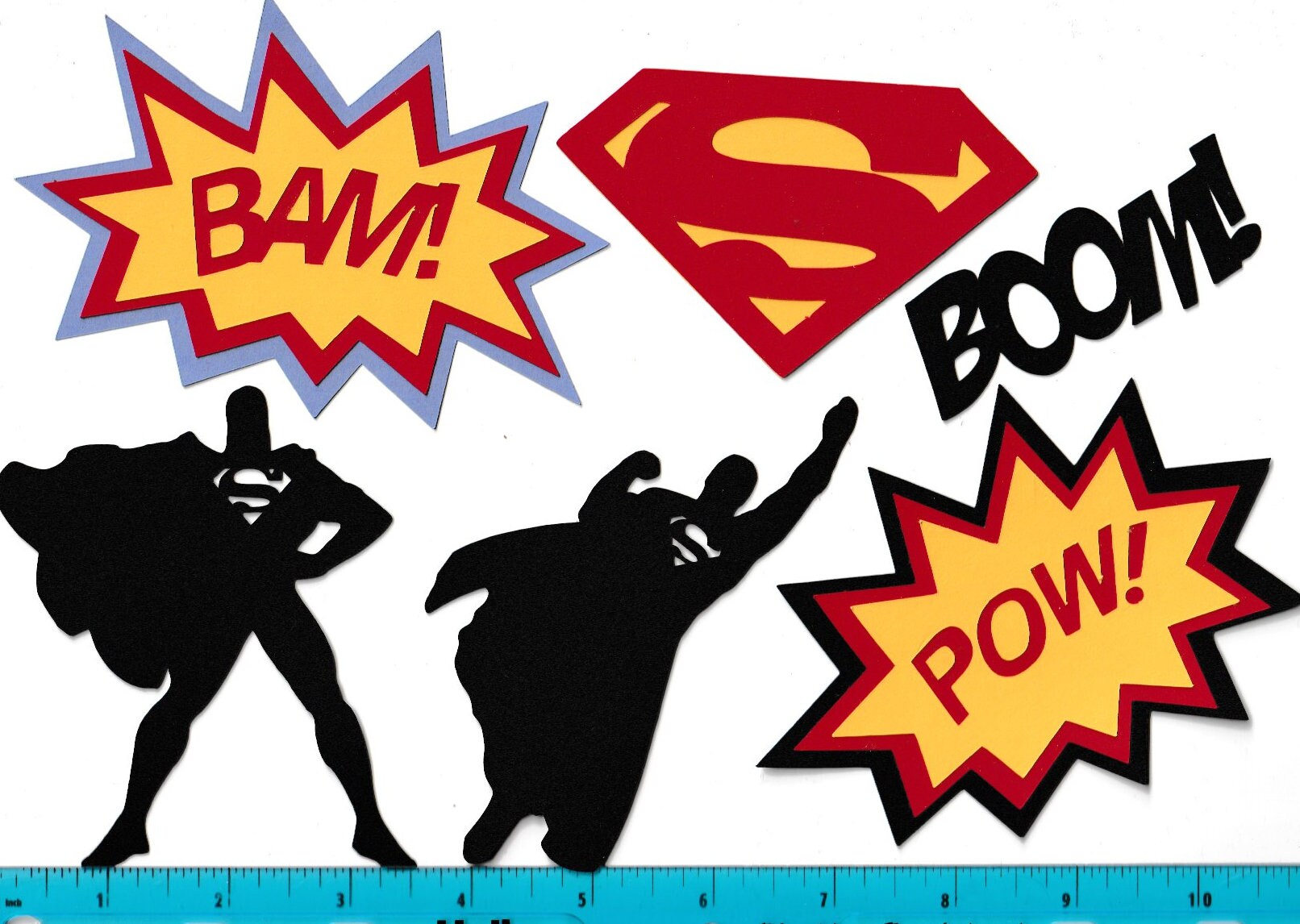 12 Black Silhouette Superman Superhero Inspired Paper Cut Outs Cutouts ...