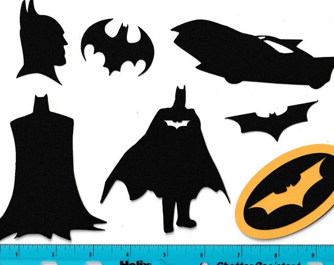 14 Black Silhouette Batman Superhero Inspired Paper Cut Outs Cutouts ...