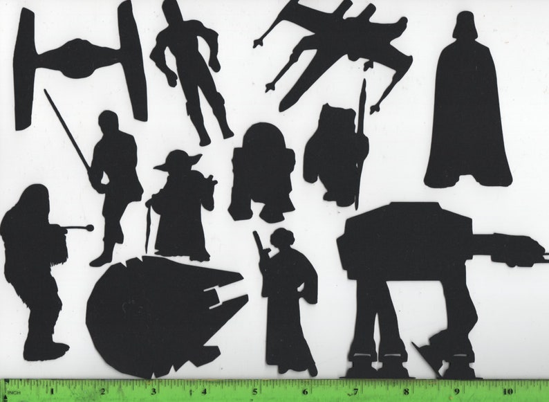 Star Wars Inspired Fighter Ship Silhouette Paper Cutouts Die Cuts Cut ...