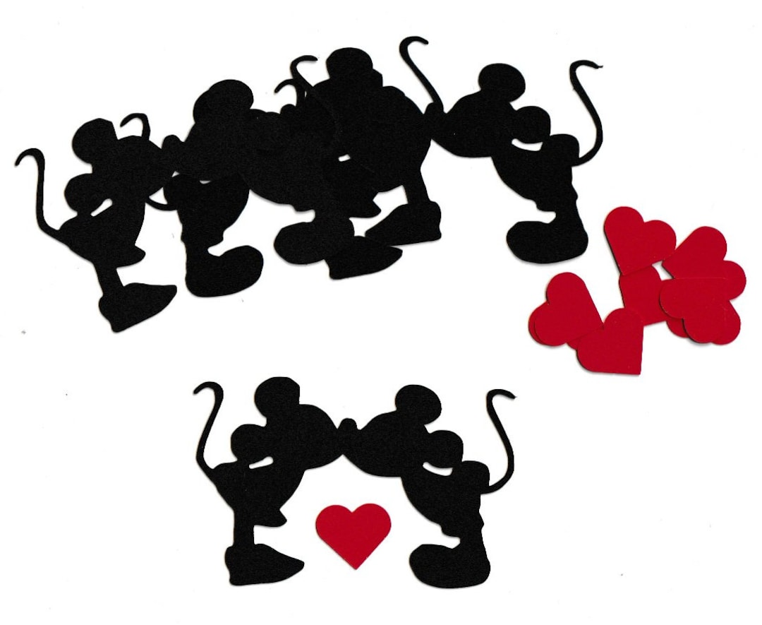 20 Mickey Minnie Mouse Kiss Inspired Silhouette Die Cut Paper Cut Outs ...