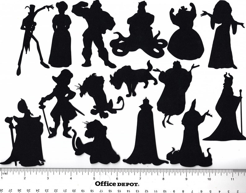 Black Silhouette Disney Inspired Villains Paper Cut Outs Cutouts Shapes ...