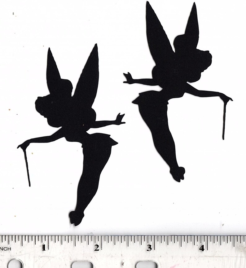 Black Silhouette Fairy Tinkerbell paper cut outs cutouts | Etsy