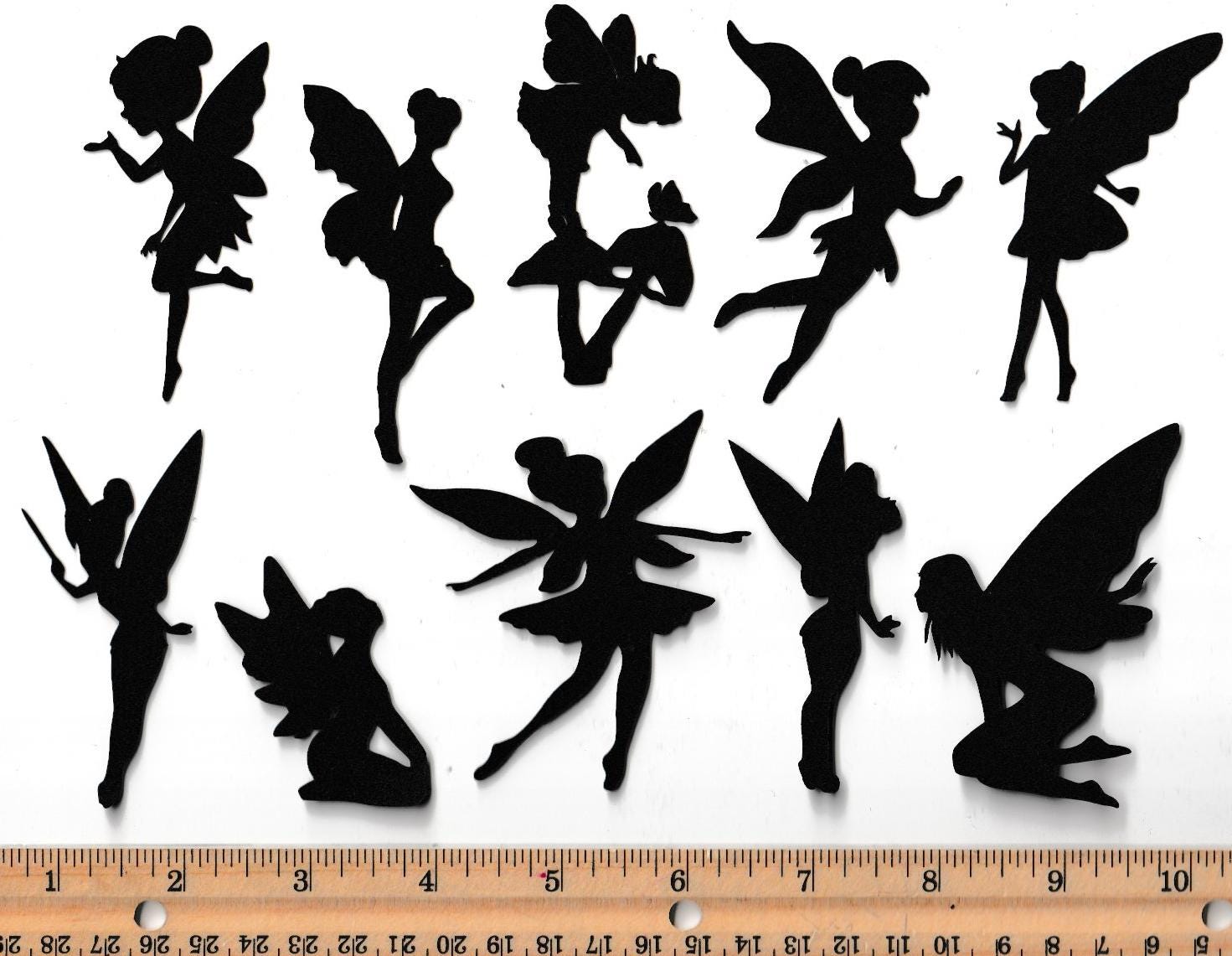 20 Black Silhouette Fairy Fairies Paper Cut Outs Cutouts Shapes #2 - Etsy