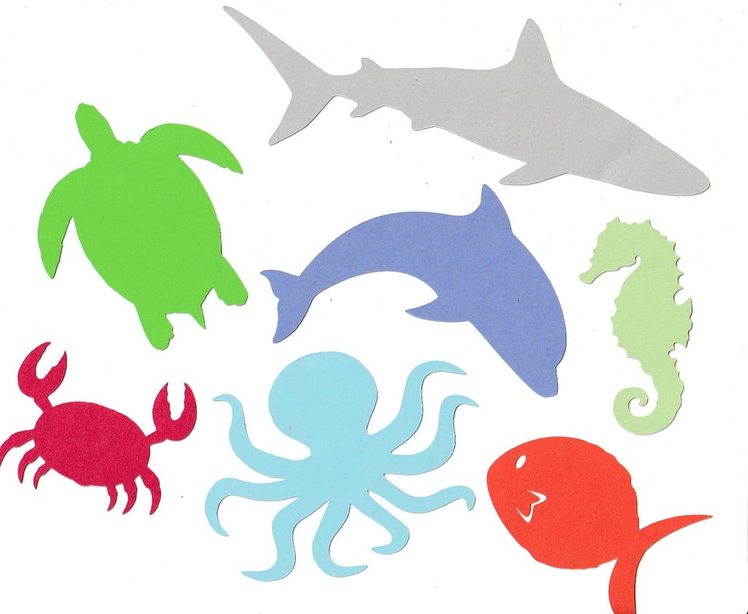Ocean Sea Life Animals Dolphin, Turtle, Shark, Fish, Crab, Beach 28pcs ...